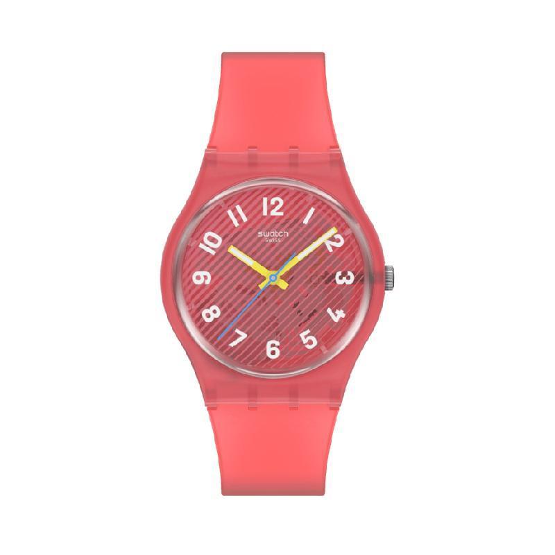 Swatch Wavelengths of Coral Pink Dial Glow Watch – Vibrant Summer Style